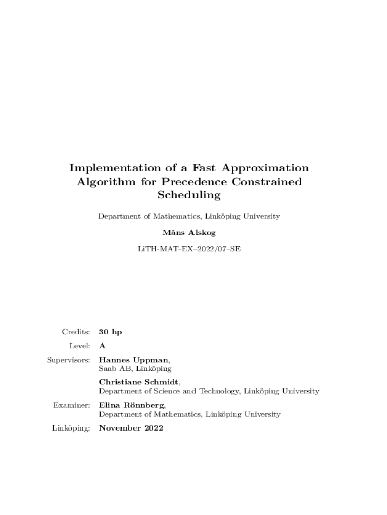 Fillable Online Implementation Of A Fast Approximation Algorithm For