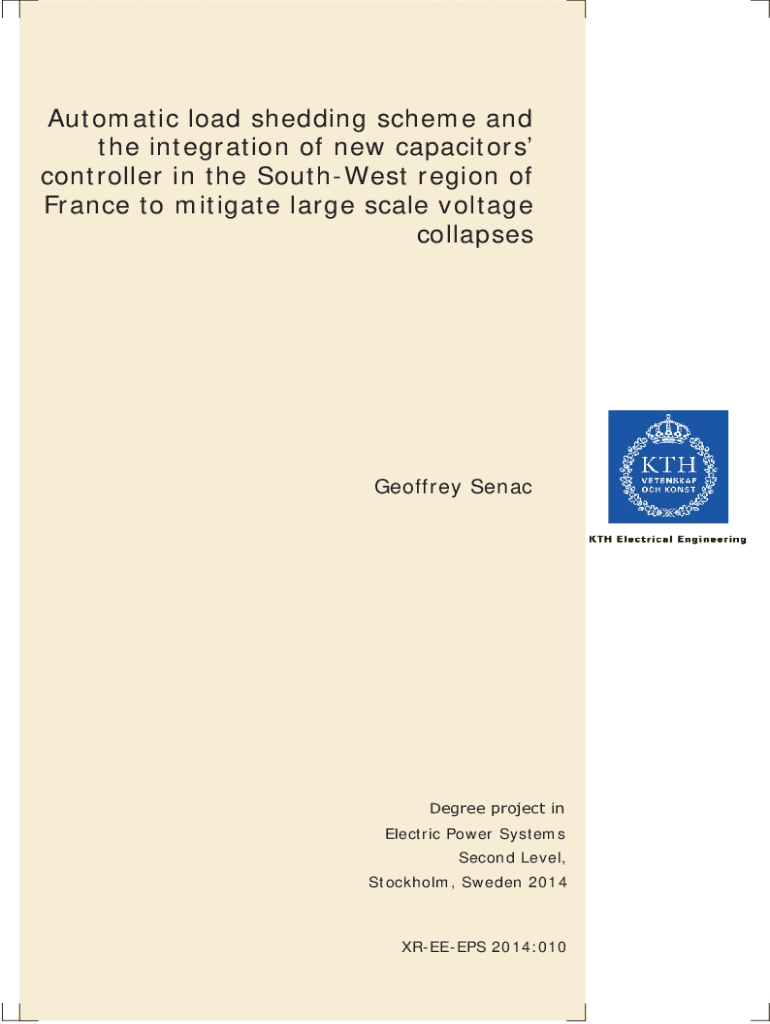 Fillable Online Automatic load shedding scheme and the integration of ...