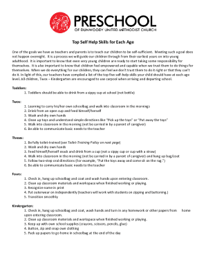 Fillable Online Self-help Skills Lesson Plans for Children - The ...