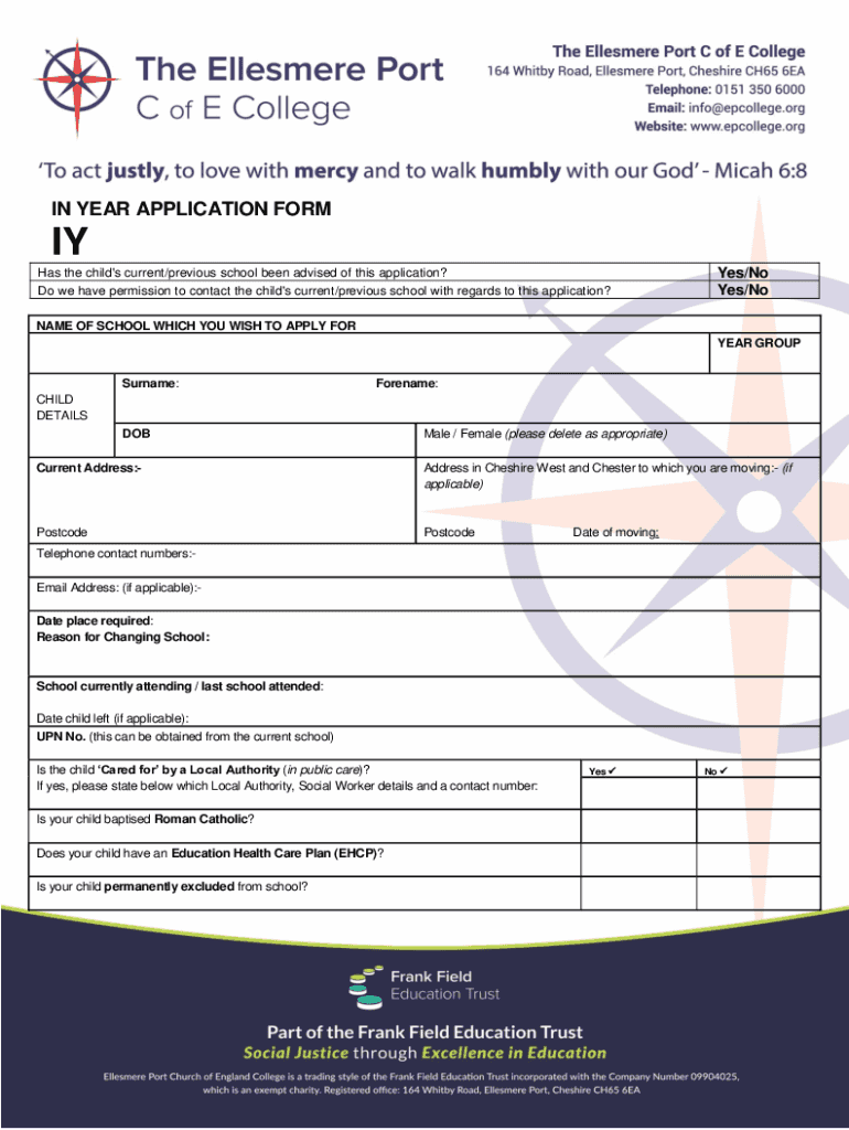 Fillable Online Step 4: Complete the in-year school admissions ...