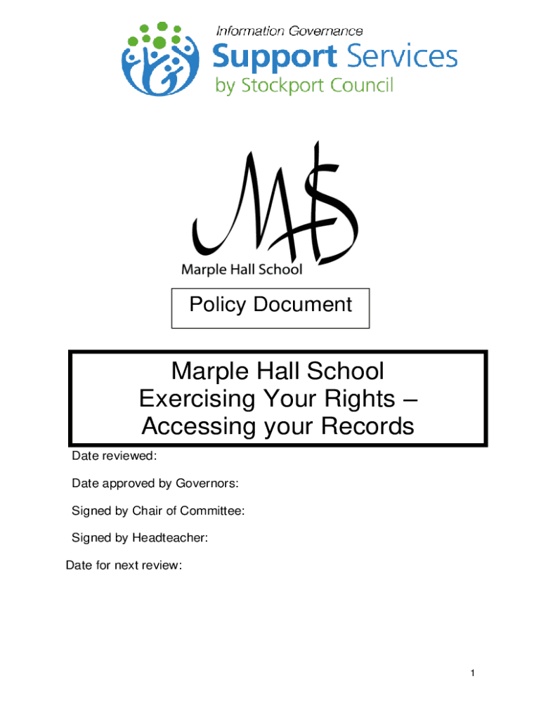 Fillable Online Accessing your Records - Marple Hall School Fax Email ...