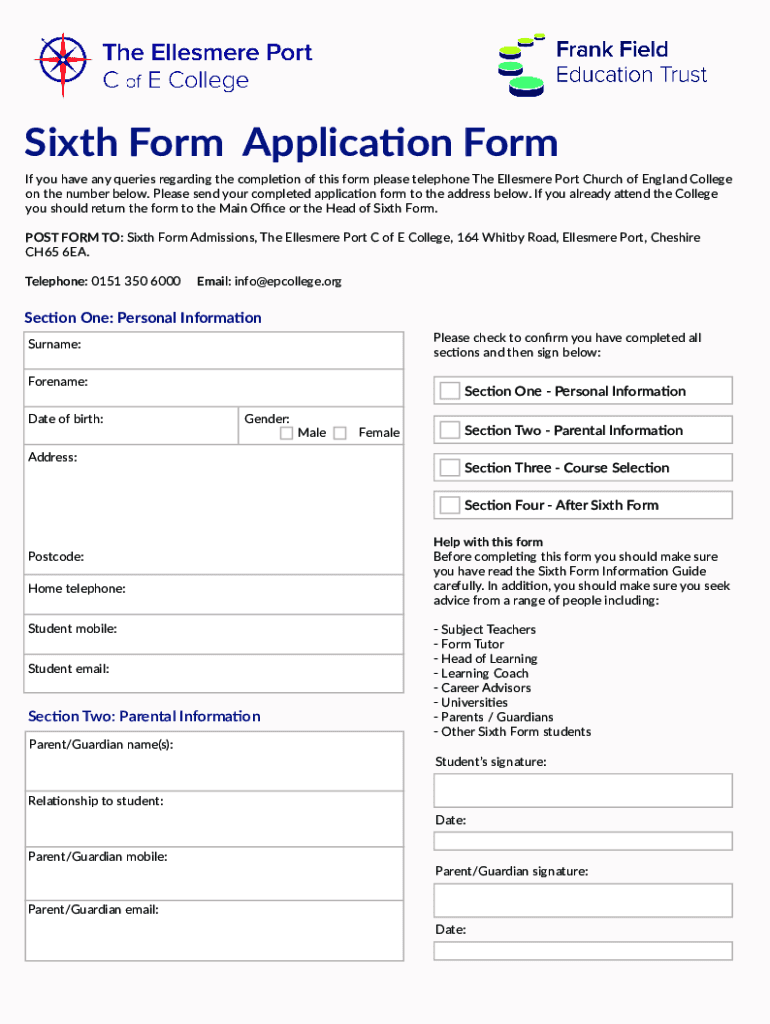 Fillable Online Sixth Form Application Form - Winchester College Fax Email Print - pdfFiller