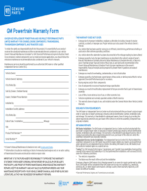 Fillable Online GM Powertrain Warranty Form - GM Certified Service Fax ...