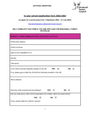 Fillable Online In-year application form 2022 to 2023 Fax Email Print ...