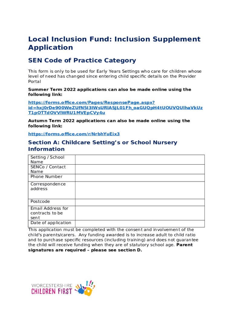 SEN inclusion funding for Early Years providers - Schools - Norfolk Doc ...