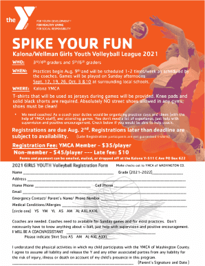 Fillable Online washingtony.orguploadseditor1 GIRLS YOUTH Volleyball Registration Form checks ...