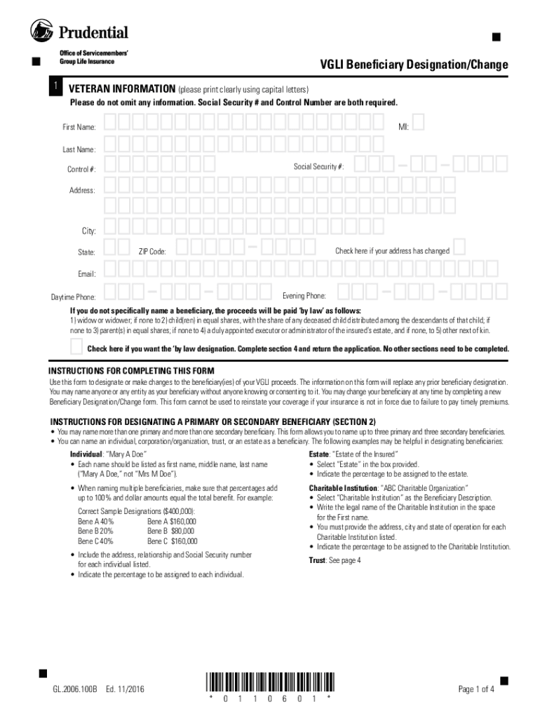 Fillable Online Download SGLI and VGLI Forms - Veterans Affairs Fax ...