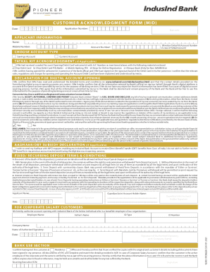 Fillable Online Customer Acknowledgment Form (PIONEER) Fax Email Print - pdfFiller