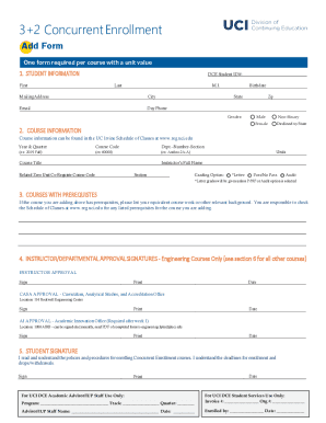 Fillable Online ce.uci.edupdfsformsConcurrent Enrollment Add Form ...