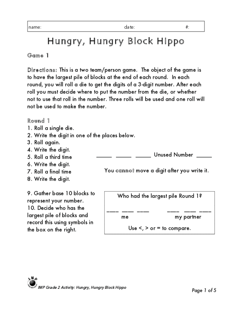 Fillable Online Hungry Hungry Hippos Game RulesHow To PlayPDF ...