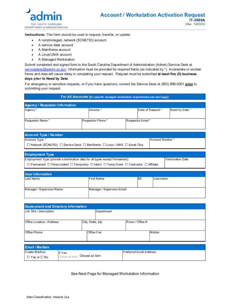 Fillable Online Account / Workstation Activation Request Fax Email ...