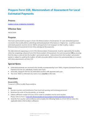 Fillable Online Form 559, Memorandum of Assessment of Estimated State ...