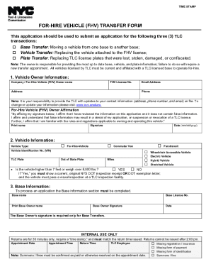 Fillable Online FOR-HIRE VEHICLE (FHV) TRANSFER FORM - NYC Fax Email ...