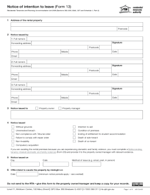 Fillable Online Fillable Online Reset Form Print Form Notice of intention to leave ... Fax Email ...