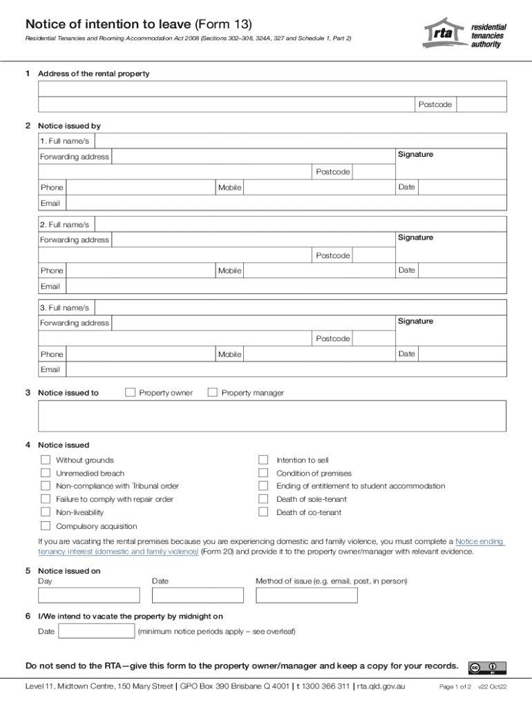 Fillable Online Fillable Online Reset Form Print Form Notice of intention to leave ... Fax Email ...