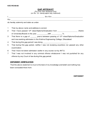 Fillable Online Affidavit by The Student: (On Rs.10/-STAMP PAPER) Fax ...