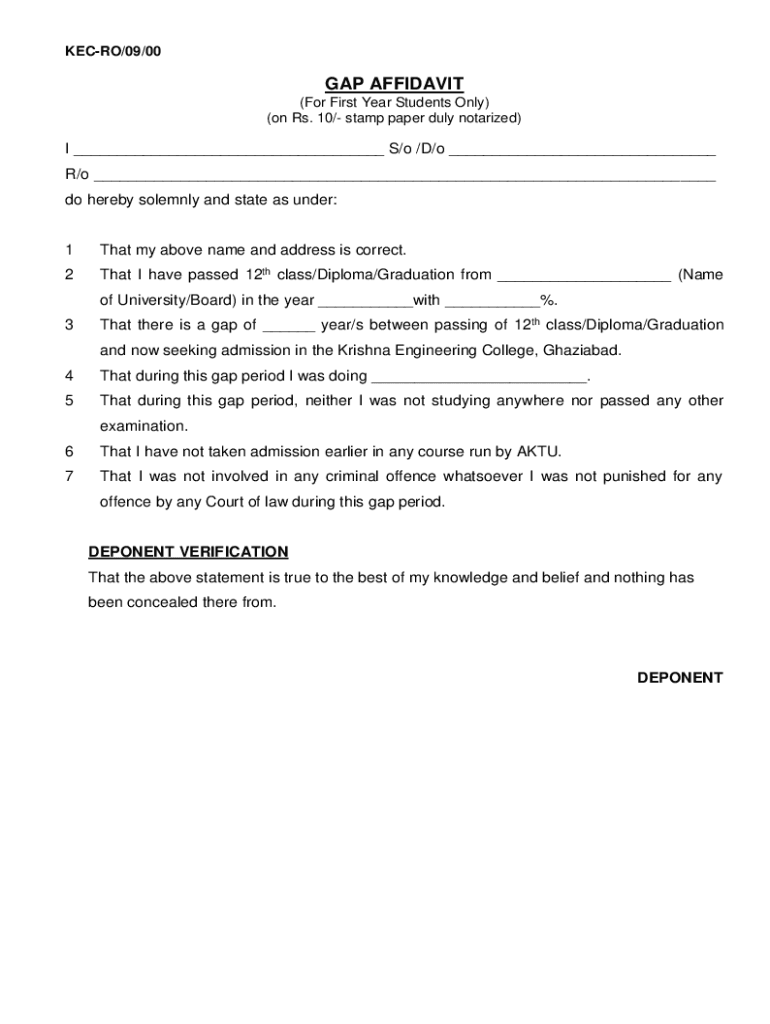 Fillable Online Affidavit by The Student: (On Rs.10/-STAMP PAPER) Fax ...
