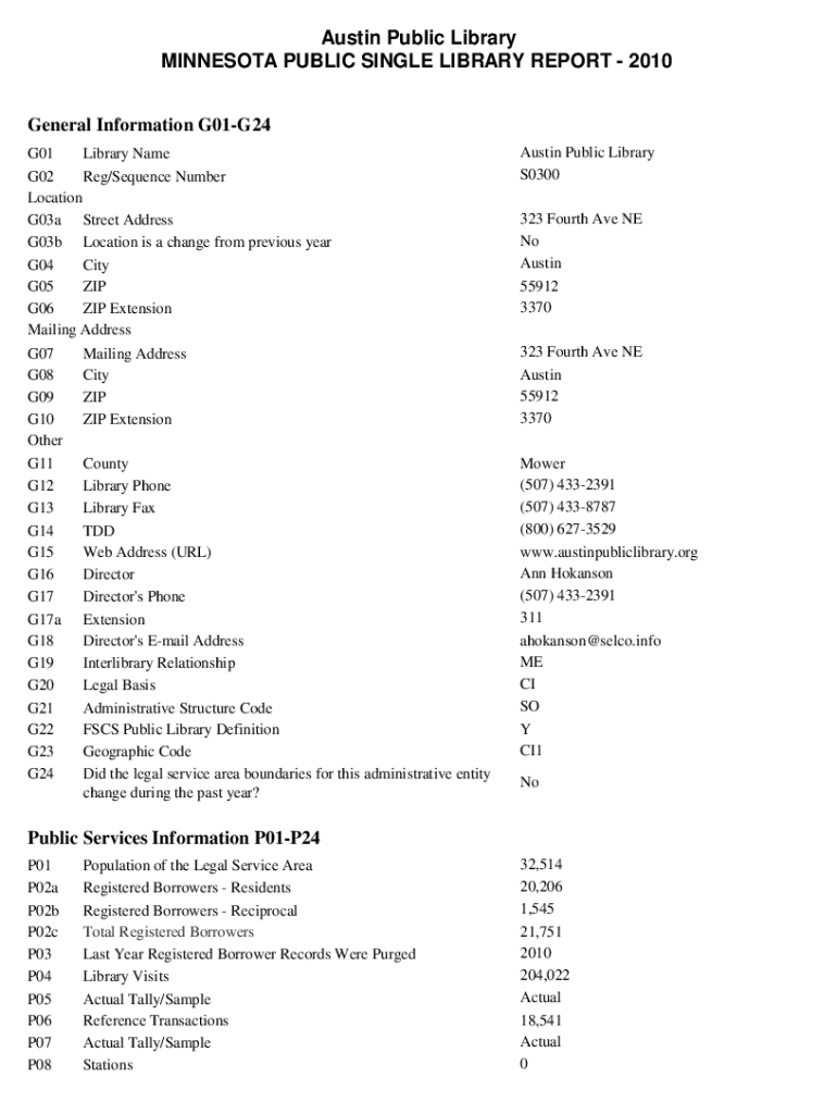 Fillable Online education mn Austin Public Library MINNESOTA PUBLIC ...