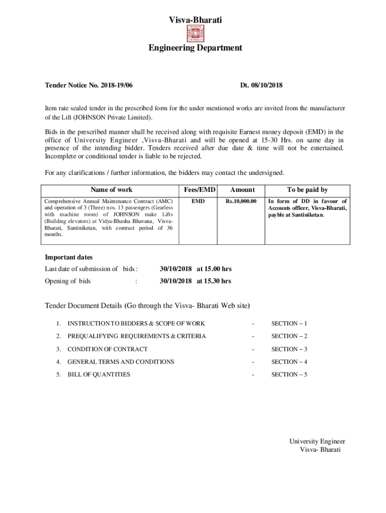Fillable Online visvabharati ac FREE 8+ Tender Notice Examples ...
