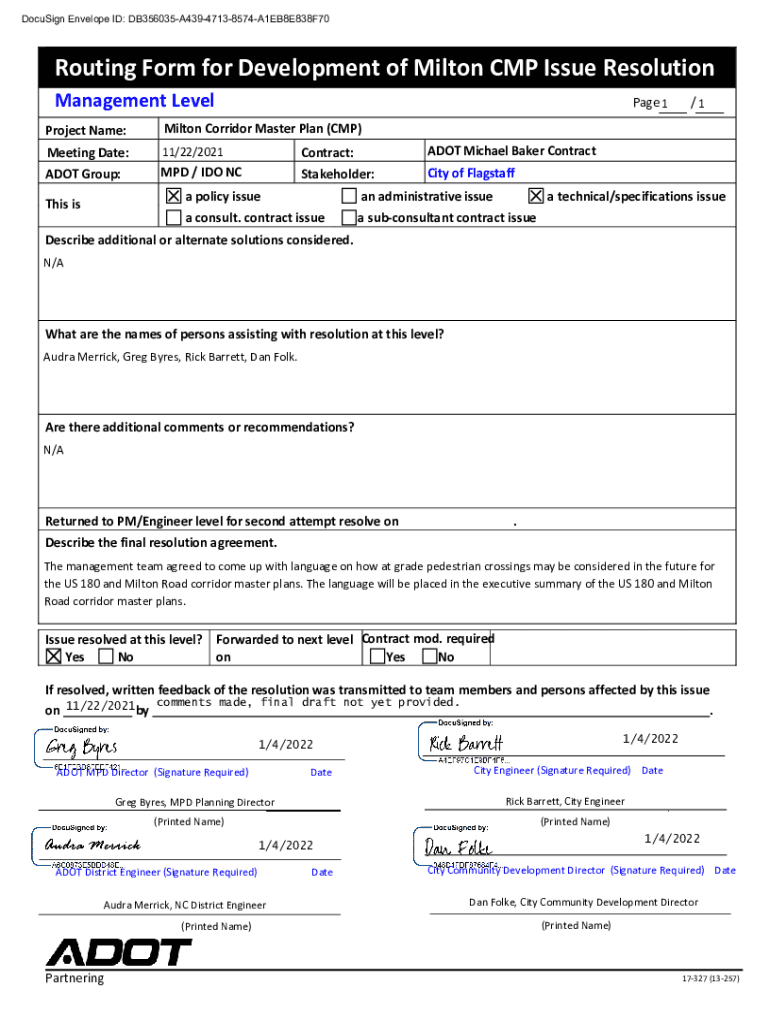 Fillable Online Routing Form for Development of Milton CMP Issue ...
