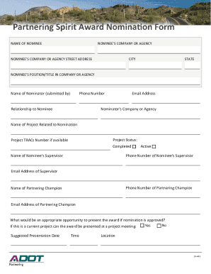 Fillable Online Partnering Spirit Award form Fax Email Print - pdfFiller