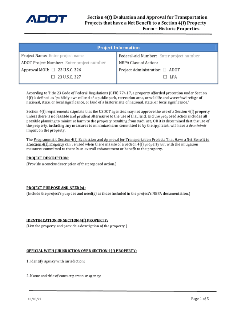 Fillable Online Coordinating Section 4(f) ComplianceFHWACoordinating ...