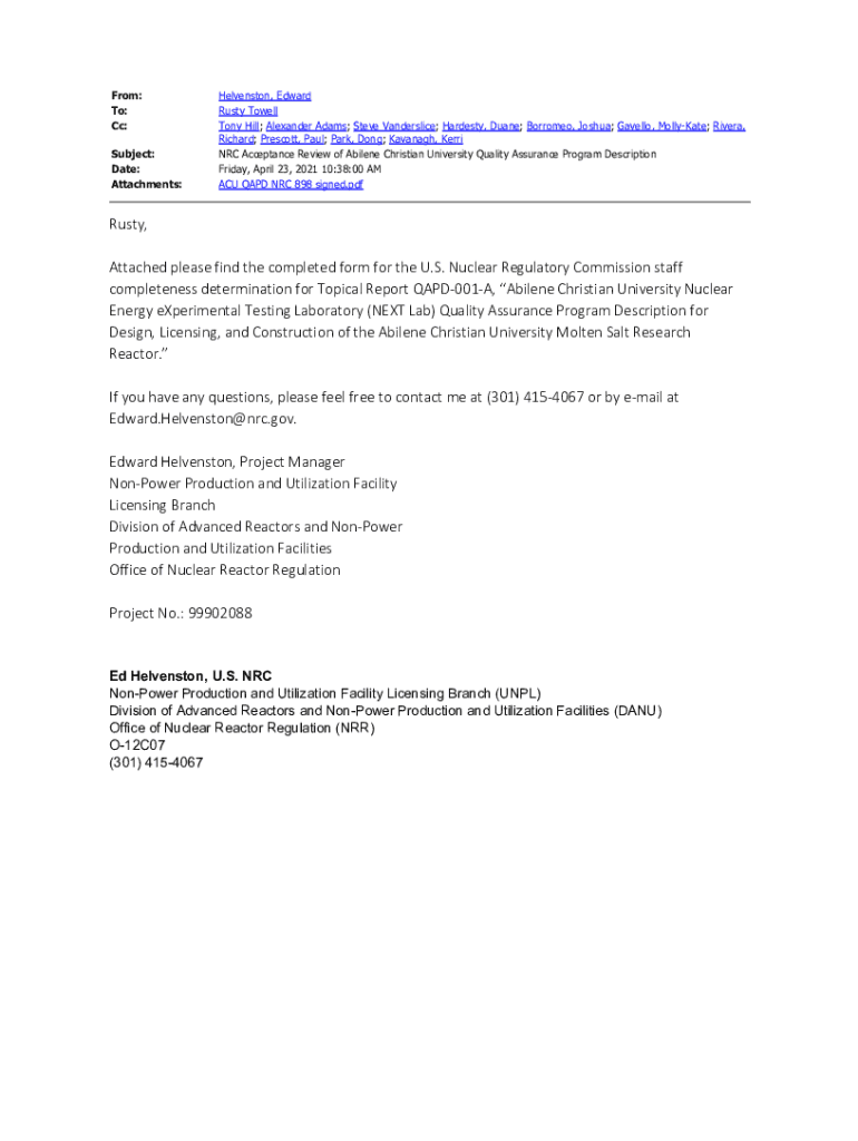 Fillable Online Abilene Christian University, Email Transmitting Acceptance Review Form for ...