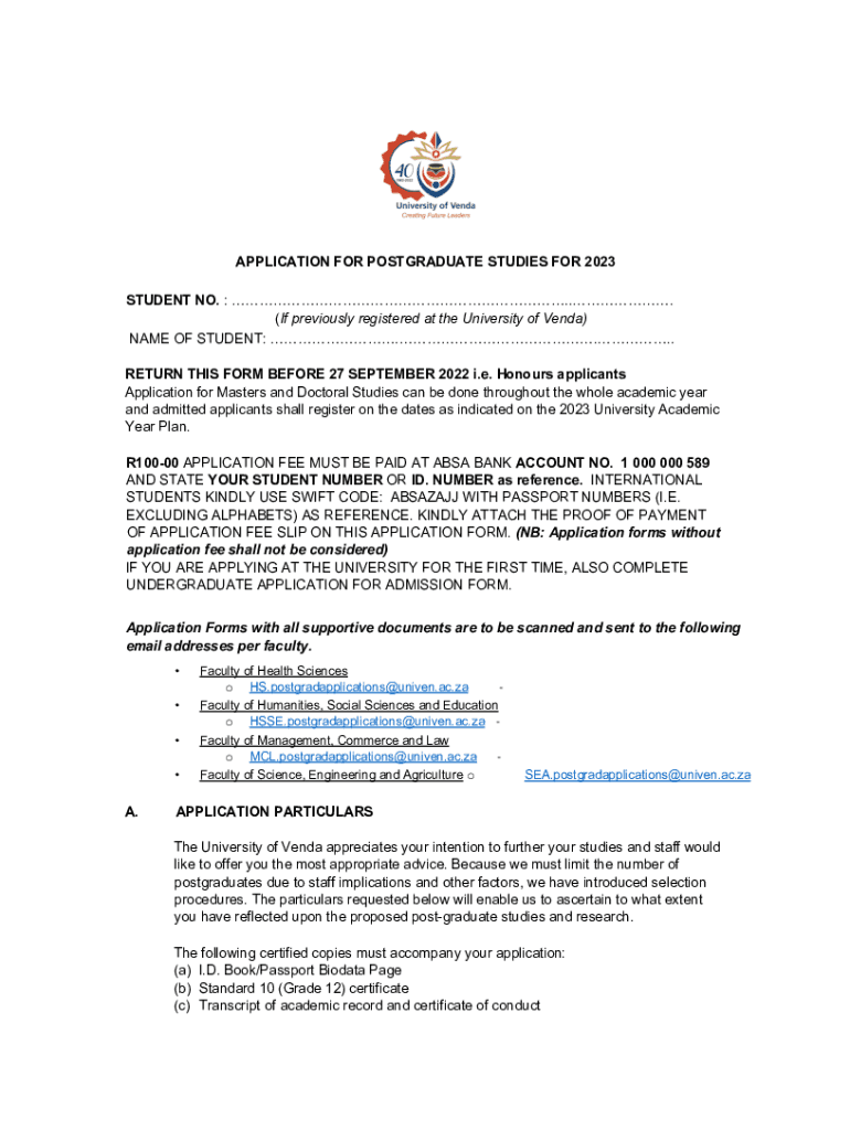 Fillable Online Postgraduate Studies Application Form 2023Namibia University of ... Fax Email ...