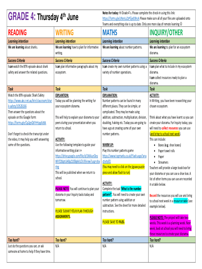 Fillable Online Free Printable Grade 4 English Worksheets, Activity ...