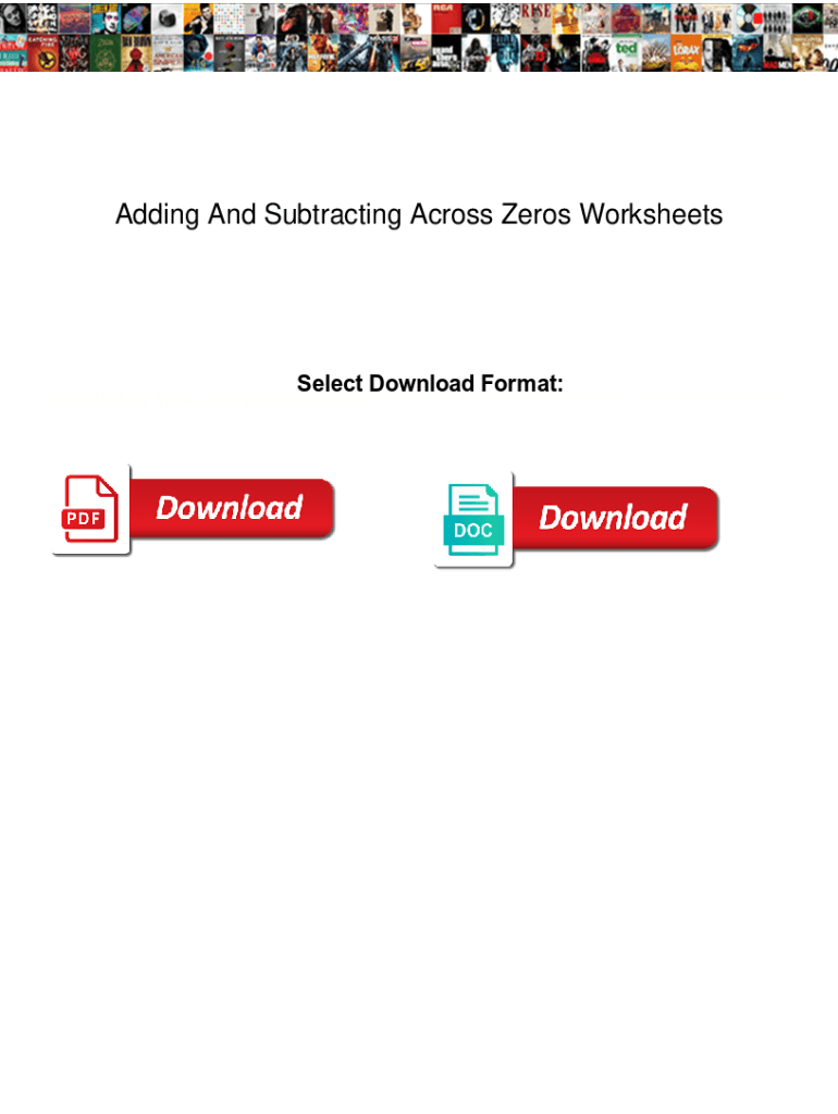 Fillable Online Adding And Subtracting Across Zeros Worksheets. Adding ...