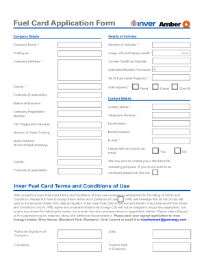 Fillable Online Fillable Online Fuel Card Application Form - Inver ...