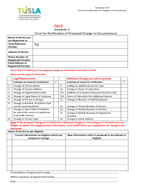 Fillable Online Guidance Document -Schedule 4 Form for Notification of ...