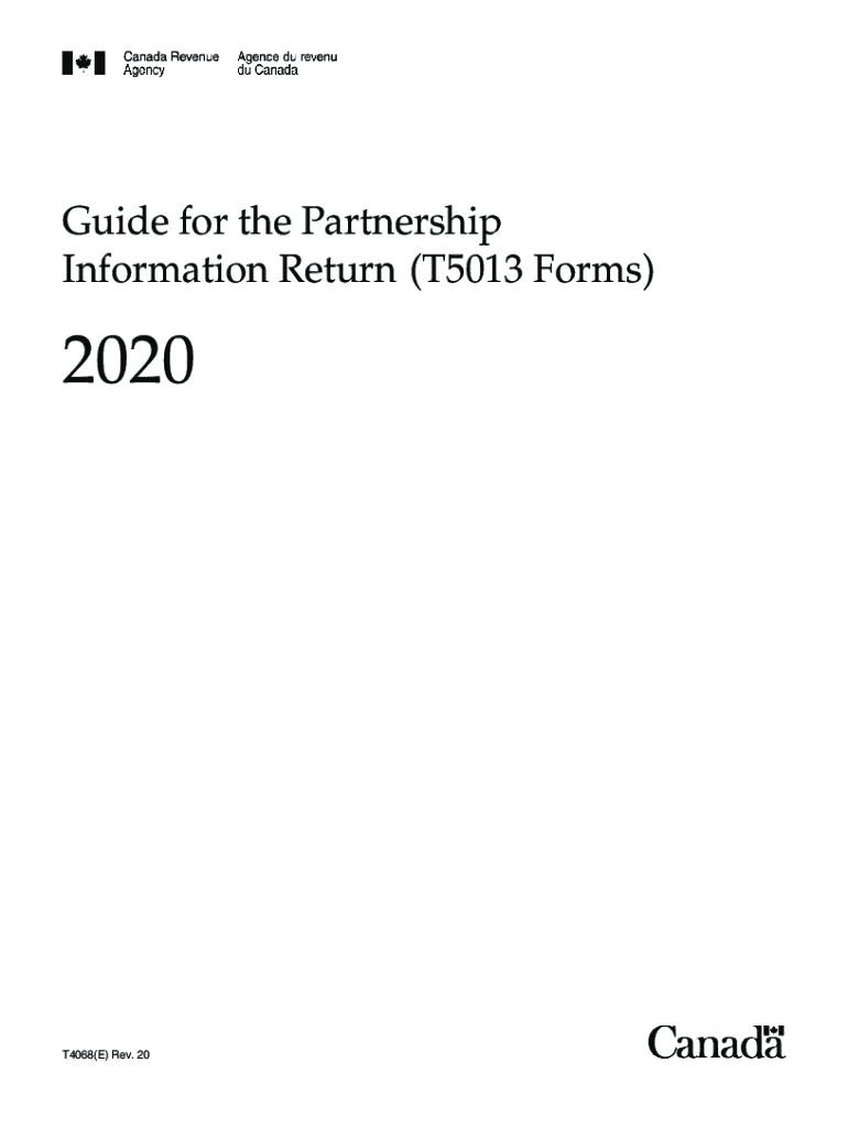 Fillable Online Guide For The Partnership Return T5013 Forms · Pdf Fileguide Fax Email