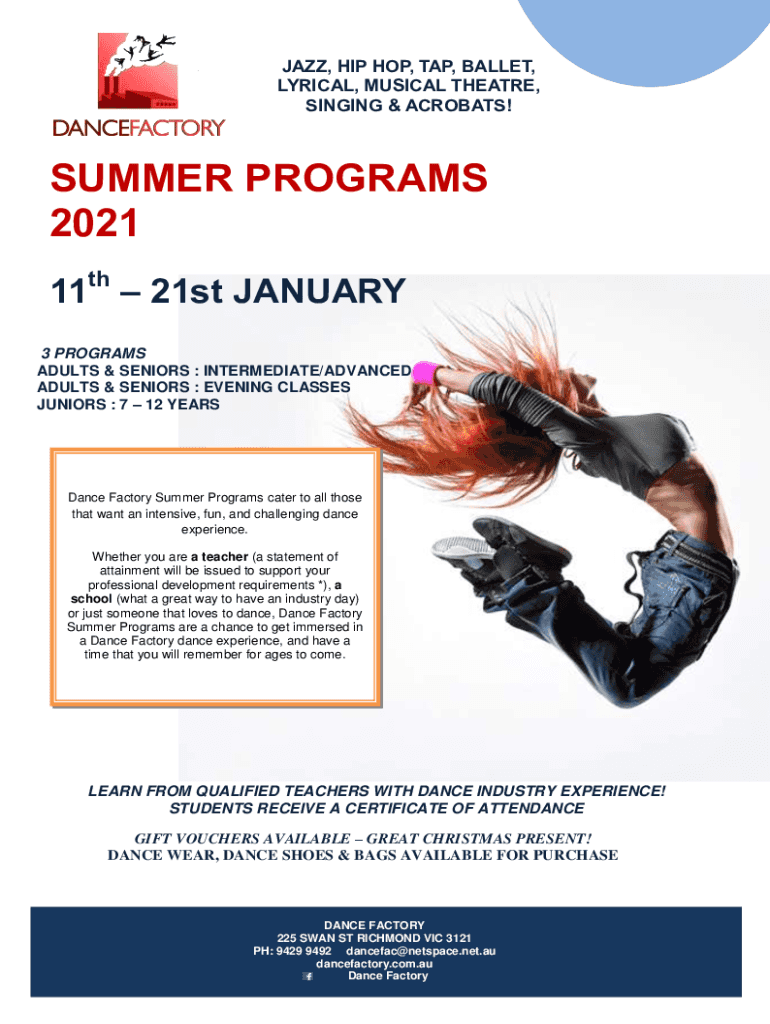 Fillable Online DanceForce.Dance Types - Jazz, Acro, Tap, Ballet, Hip ...