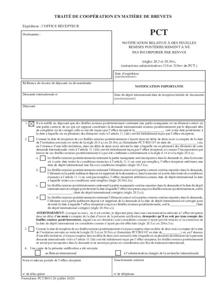 Fillable Online Fillable PCT TRAIT DE COOPRATION EN MATIRE DE BREVETS ...