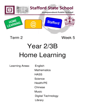 Fillable Online staffordss eq edu Term 2 Week 5 Year 2/3B Home Learning - Stafford State School ...