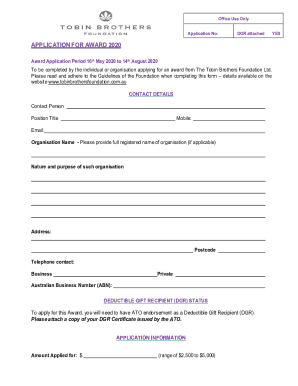 Fillable Online Award Application Form Template - forms.app Fax Email ...