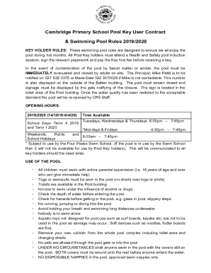 Fillable Online Swimming pools rules and admission policy - Cambridge ...