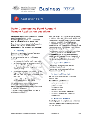 Fillable Online Sample Application Form Safer Communities Fund Round 4 ...