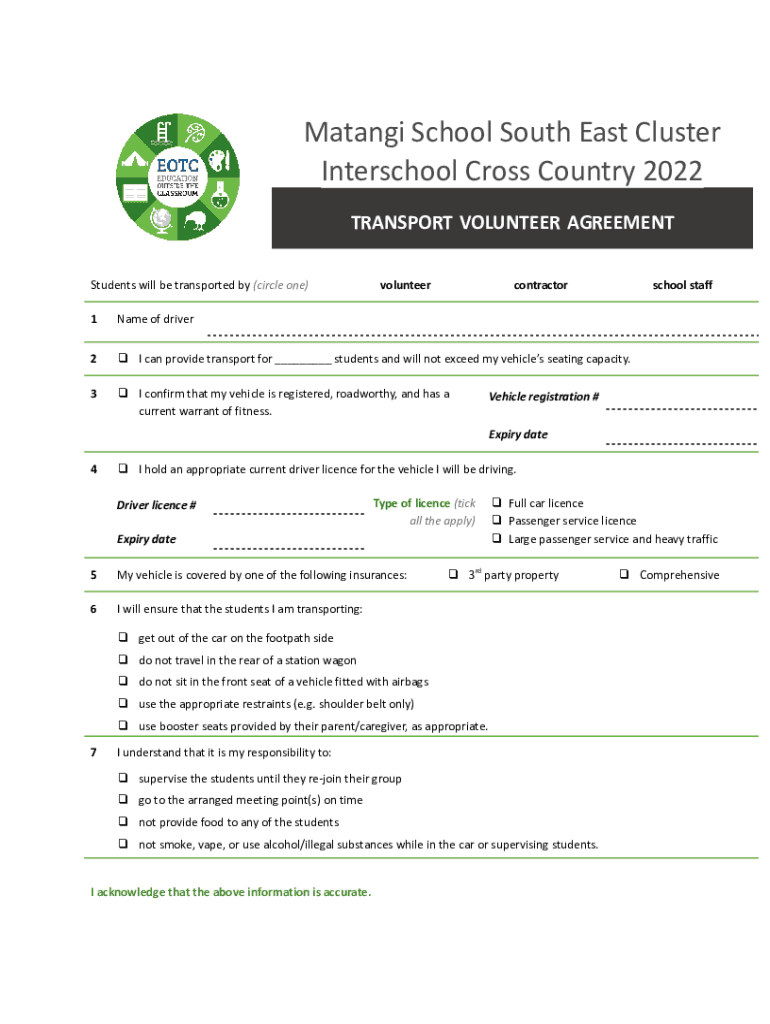 Fillable Online Transport form South East Cluster Interschool Cross ...