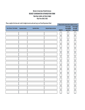Fillable Online BUDGET COORDINATOR AUTHORIZATION FORM Fax Email Print ...