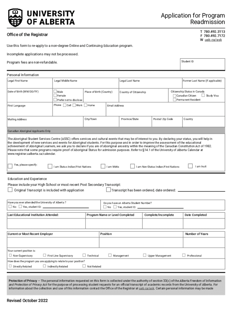 Fillable Online Readmission of Former Students - North Carolina A&T State UniversityApplication ...