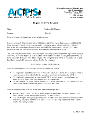 Fillable Online sfdhr.orgCOVID-19-Leave-Request-FormCOVID-19 LEAVE REQUEST FORM - sfdhr.org Fax ...