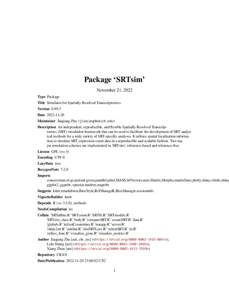 Fillable Online Cran R Project Cranr Webpackagessrtsim