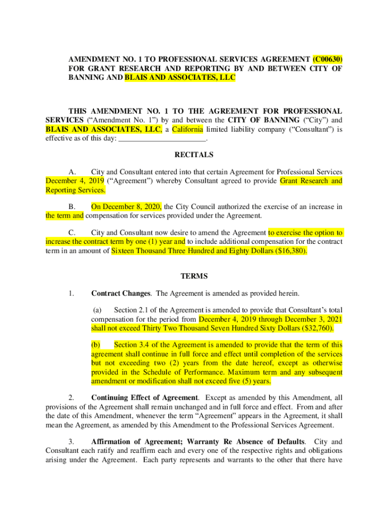 Fillable Online Amendment No. 1 to Master Services AgreementAMENDMENT ...