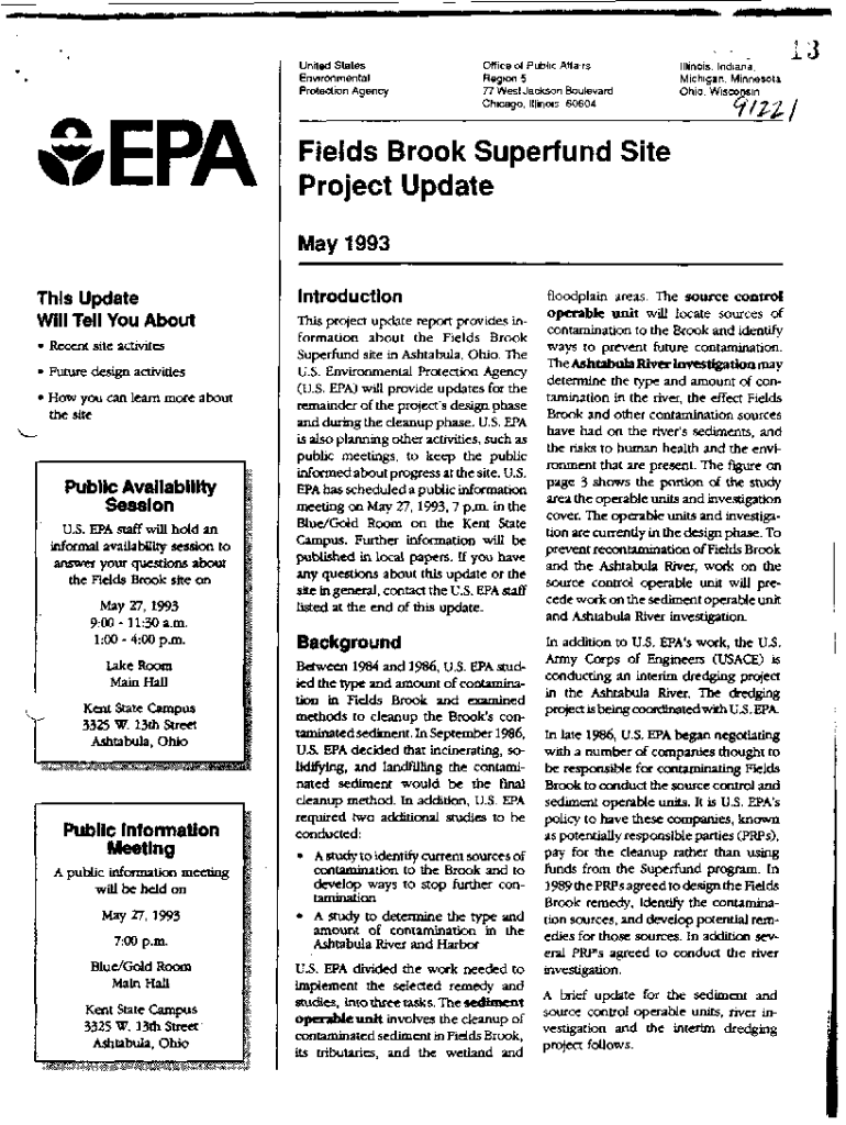 Fillable Online EPA FACT SHEET - FIELDS BROOK SUPERFUND SITE PROJECT ...