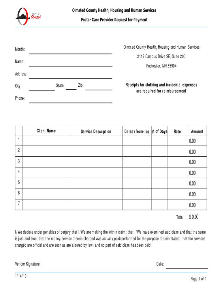 Fillable Online 4265. Foster Care Rate AssessmentWashington State ...