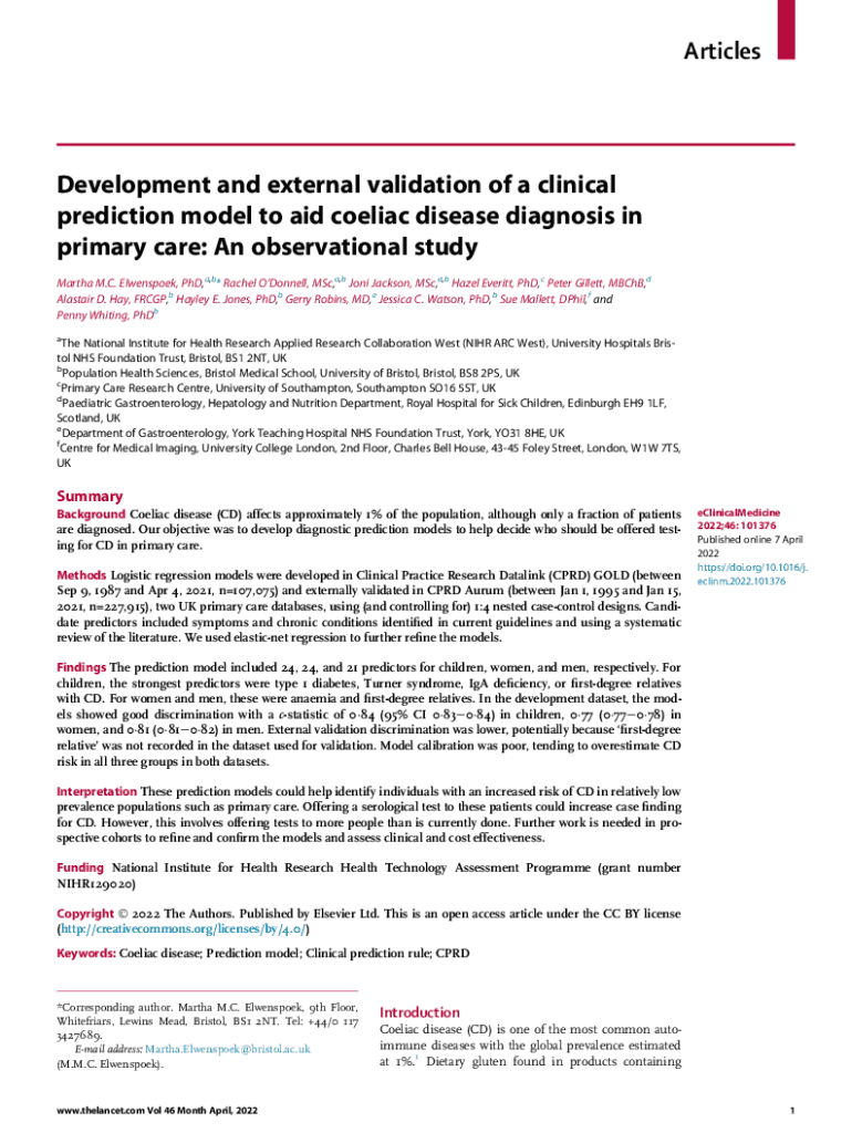 Fillable Online Development And External Validation Of A Clinical