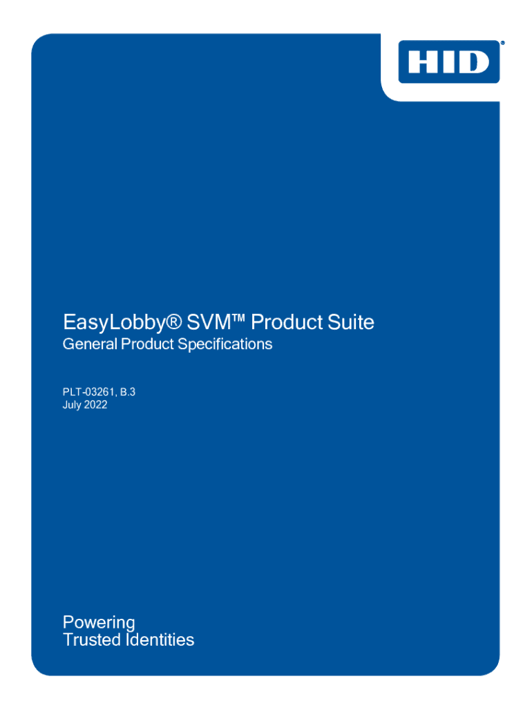 Fillable Online EasyLobby SVM Product Suite General Product ...