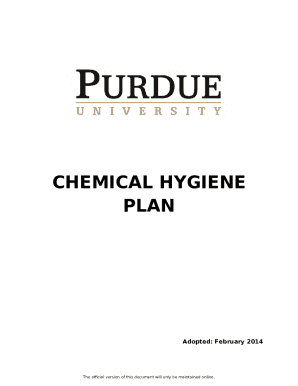 Chemical Hygiene Plan. Chemical Hygiene andSafety Doc Template | pdfFiller